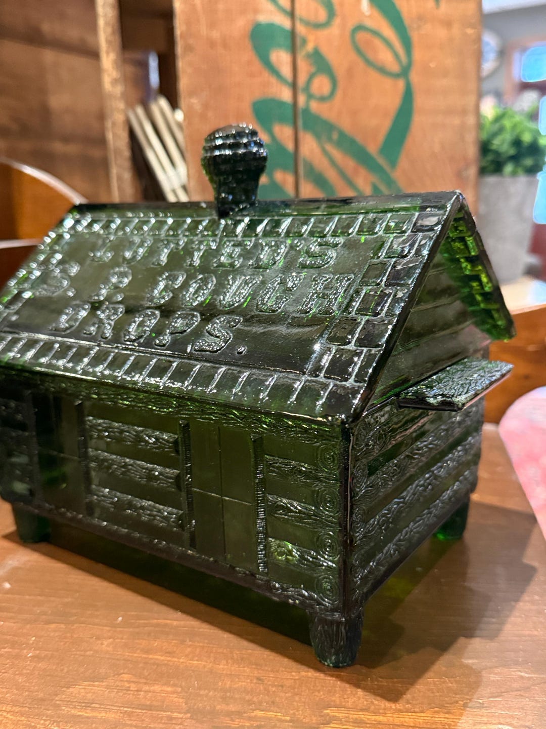 Vintage Lute’s Cough Drops Green Glass Log Cabin Store Display - Etsy