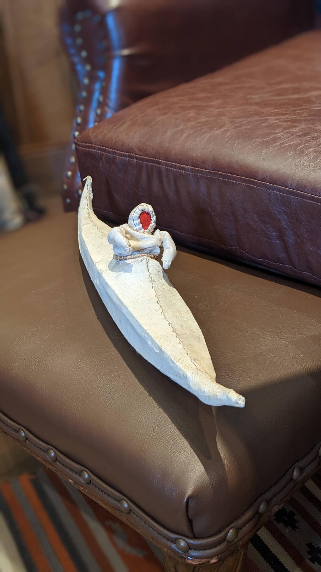 Vintage Inuit Made Hide Kayak With Figure Labrador Quebec, Collectable ...