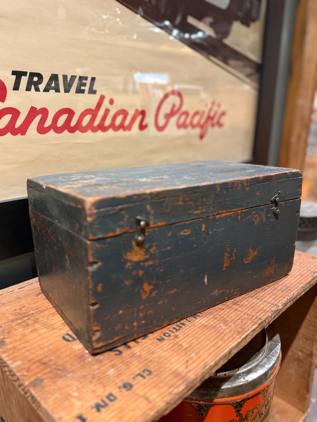 Antique Blue Wooden Box – Quebec - Etsy