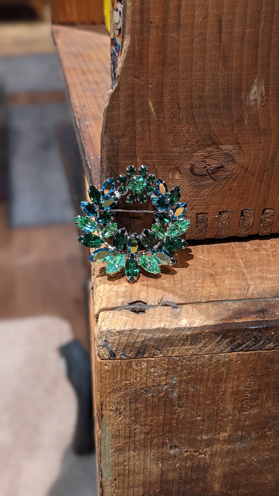 Vintage Signed Sherman Tiara Brooch Green Swarovski Crystals, Vintage ...