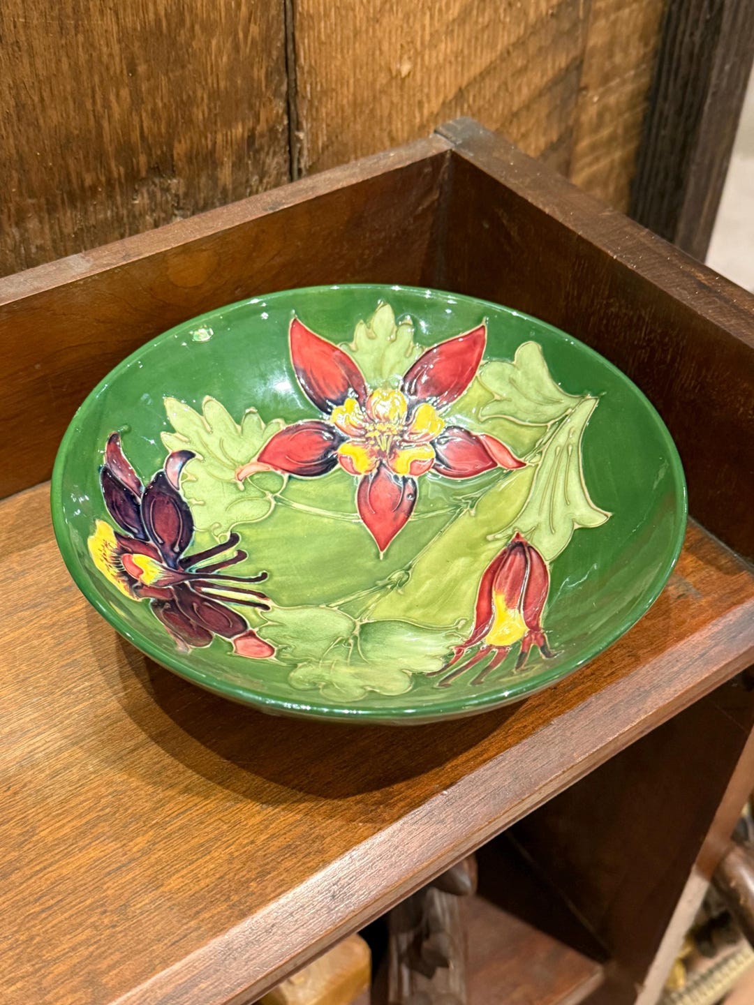 Vintage Moorcroft Pottery Candy Bowl With Hand Painted Columbine Floral ...