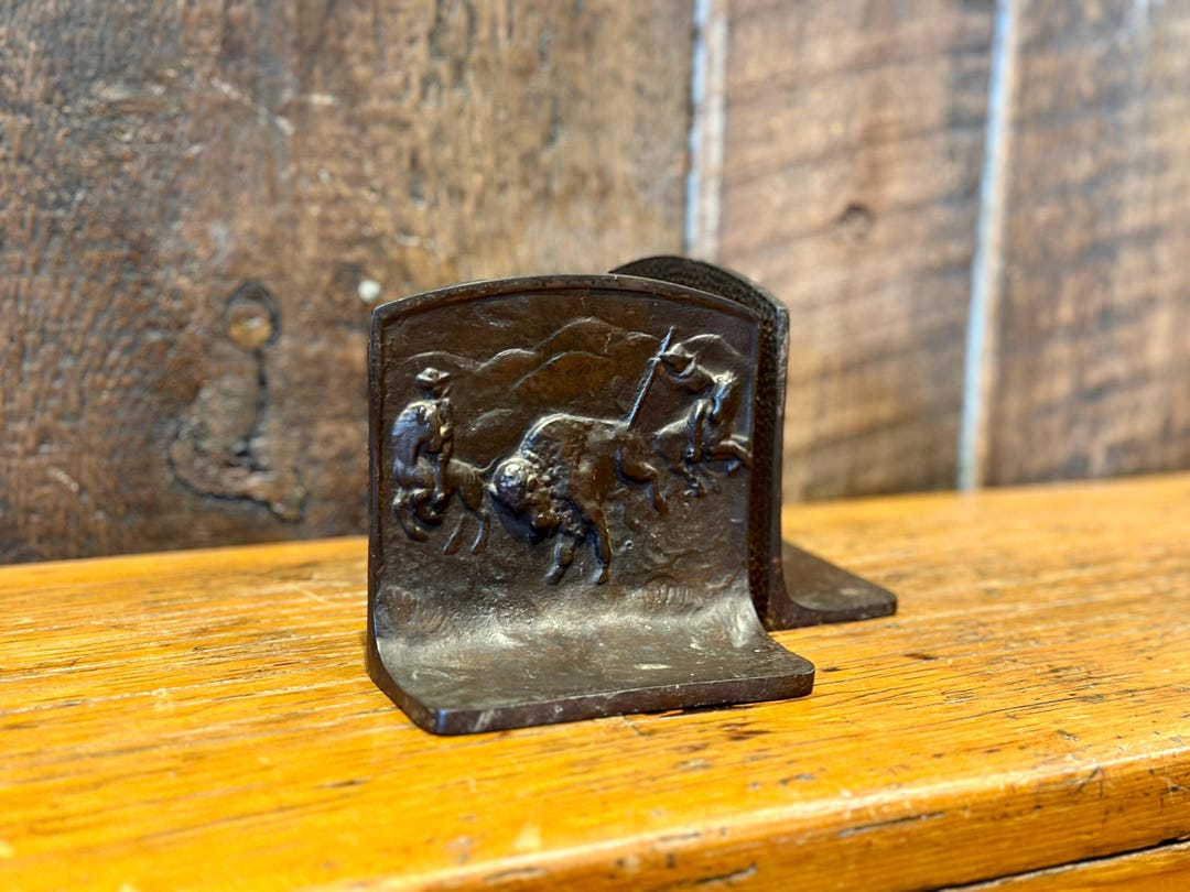 Vintage Buffalo Hunt Bronze Bookends - Etsy