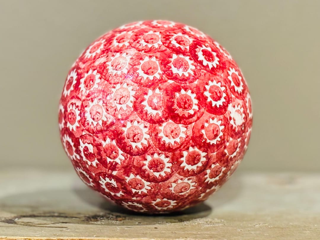 Red Victorian Carpet Ball With Sponge Decoration A - Etsy