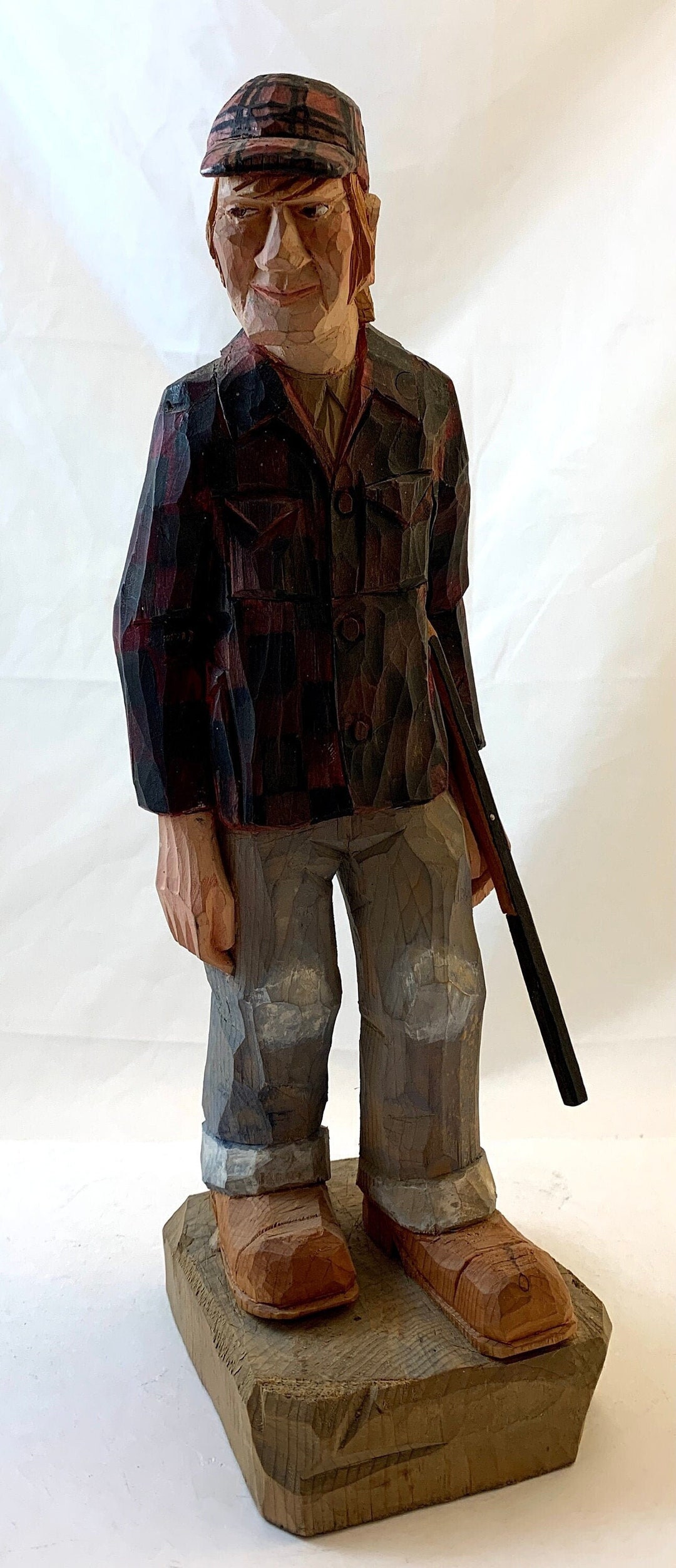 Hand Carved & Painted Folk Art Hunter With Rifle - Etsy