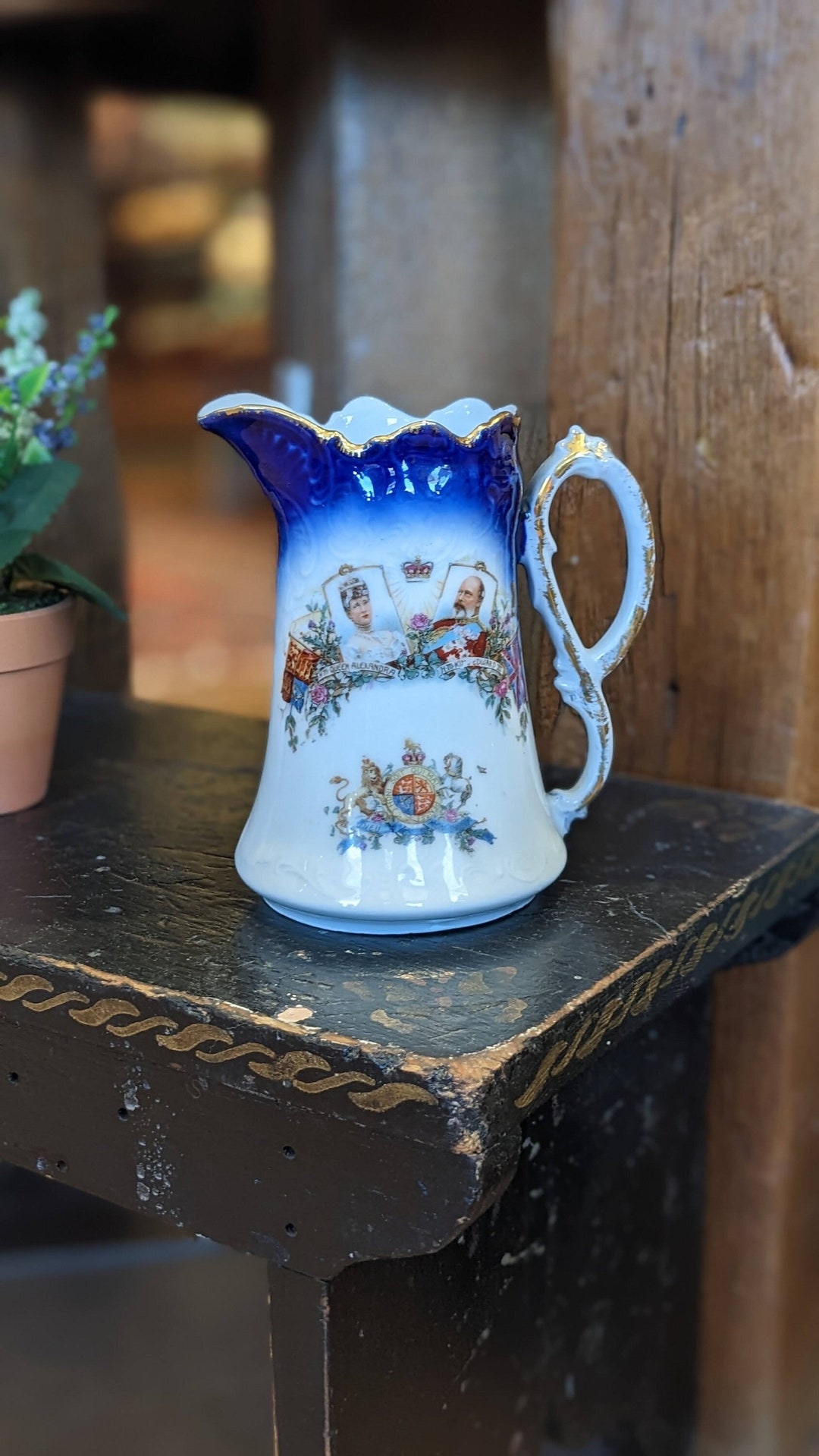 1902 King Edward VII and Queen Alexandra Commemorative Creamer Pitcher ...