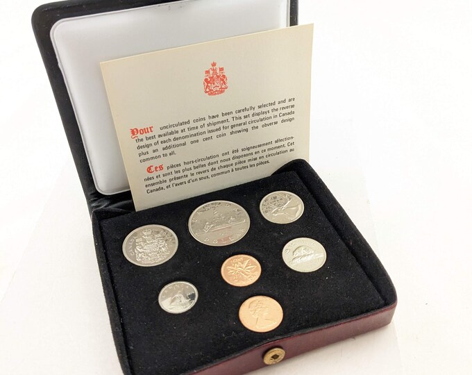 1975 Royal Canadian Mint Seven Coin Set With Original Leather Case - Etsy