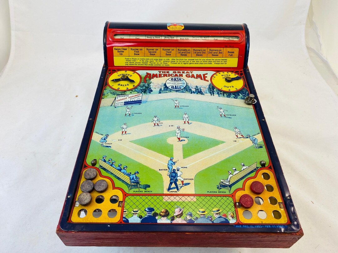 Vintage Tin Litho Baseball Game - 1920s Hustler Toy, Collector's Item ...