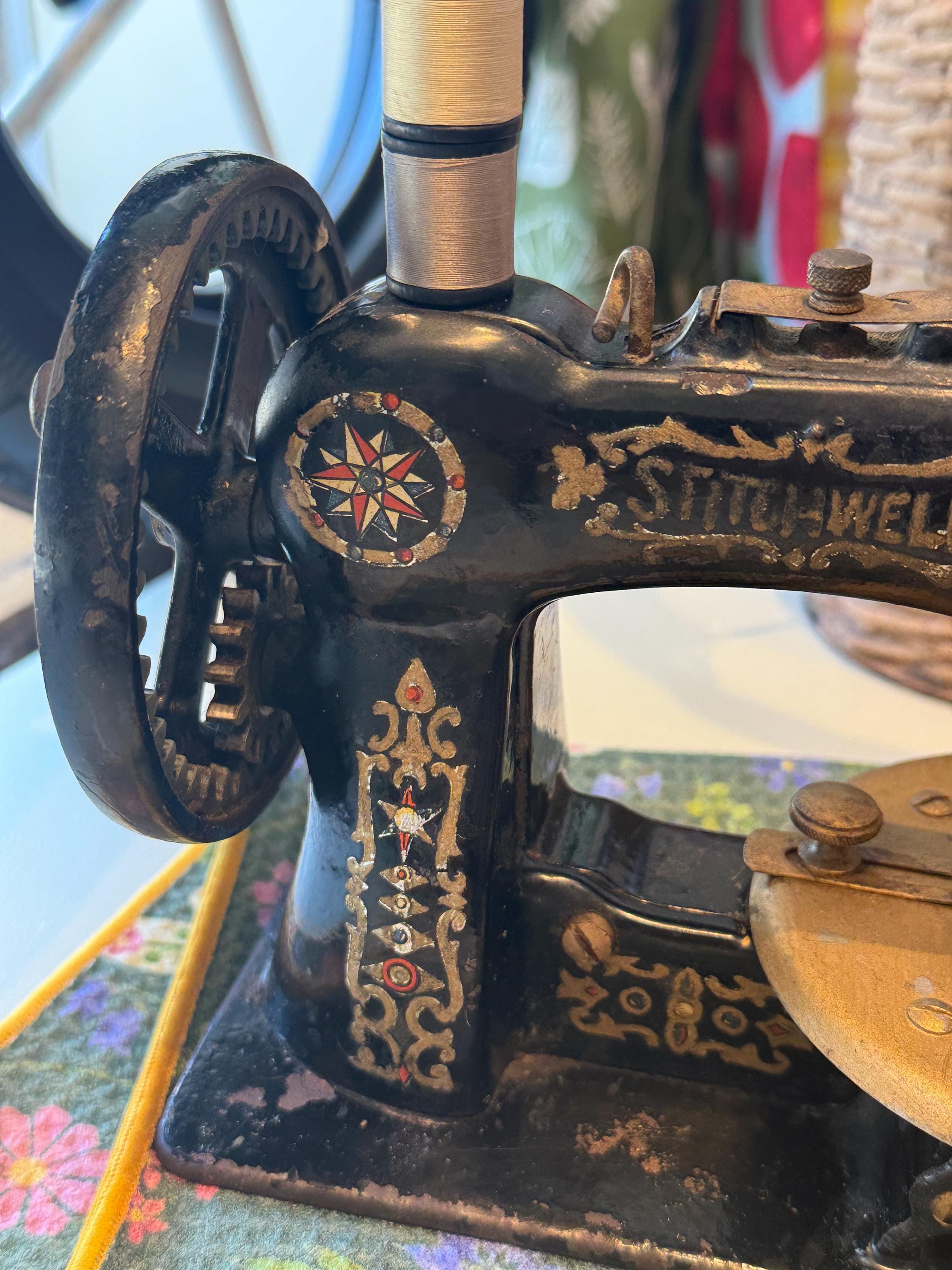 1920’s Stitchwell Child’s Sewing Machine – Cast Iron Toy – Missing Wood ...