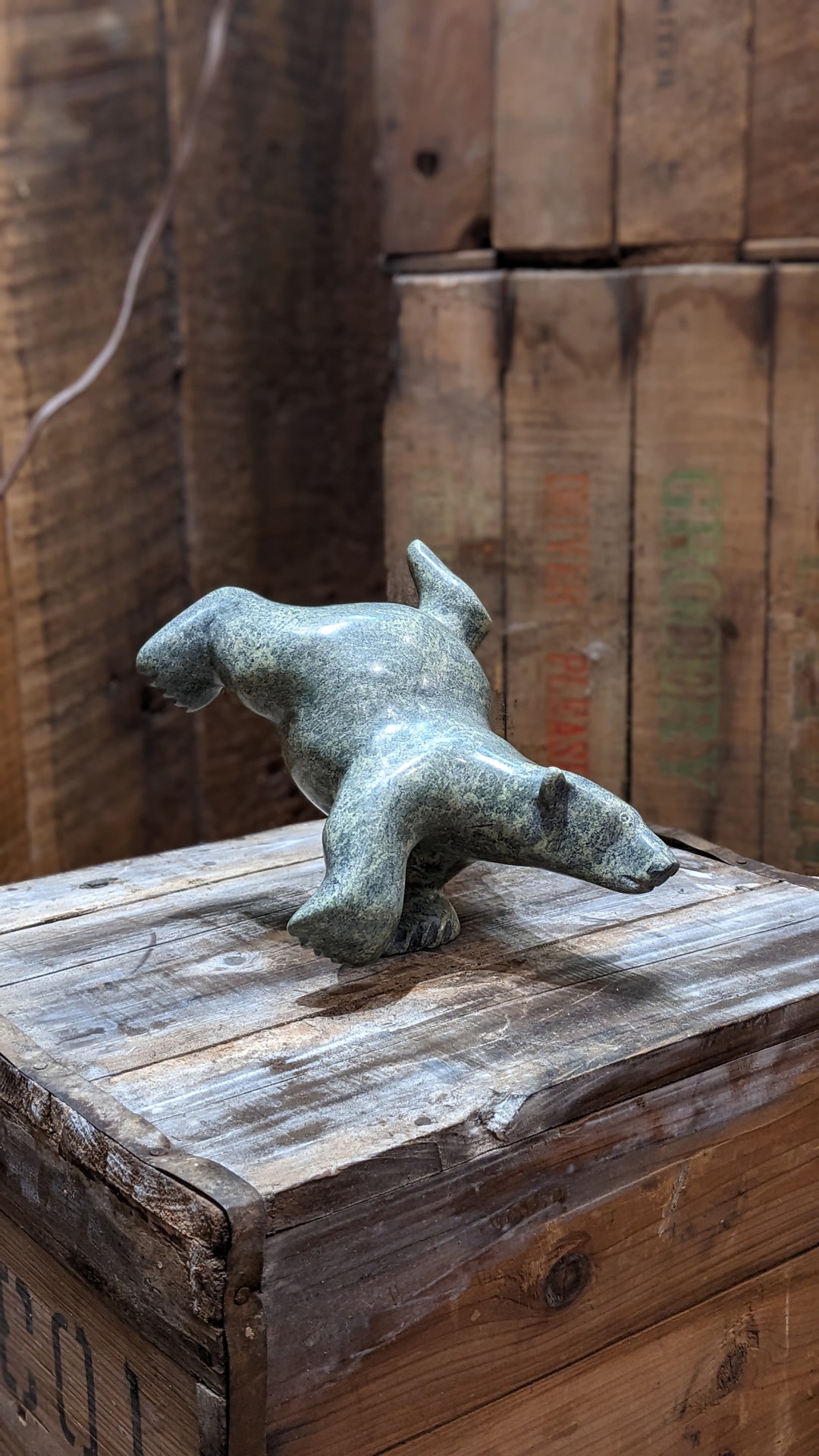 Lucassie Tookalook Dancing Bear Soapstone Sculpture, Indigenous Art ...