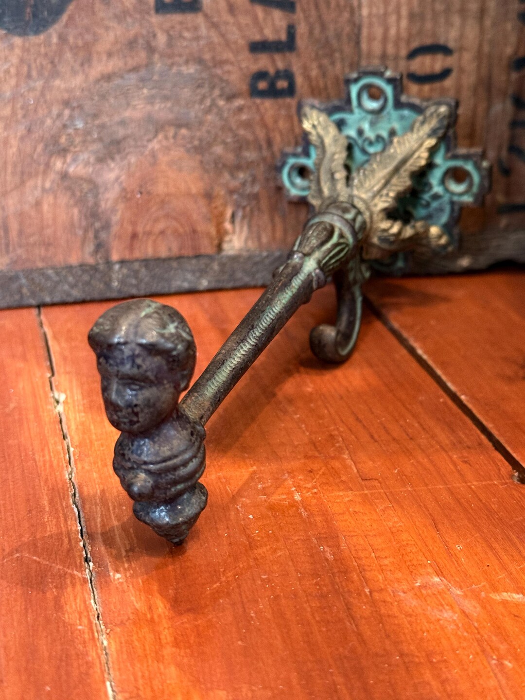 Antique Victorian Cast Iron Wall Hook Ornate Design With Gold Accents ...