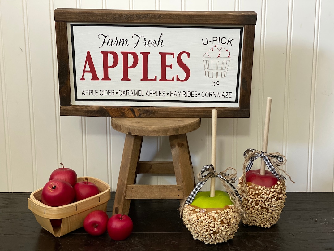 Farm Fresh Apples Sign | Caramel Apple Sign | Apple Decor | Fall Decor ...