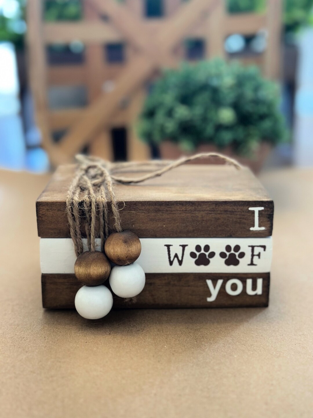 I Woof You | Dog Decor | Wood Book Stacks | Dog Dad Gift | Dog Mom Gift ...