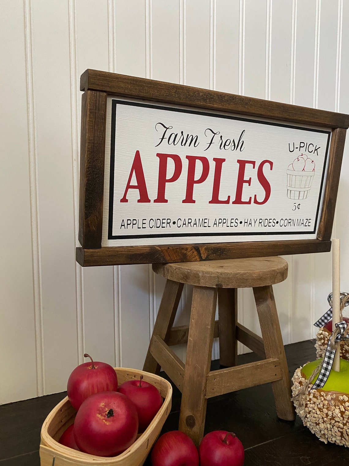 Farm Fresh Apples Sign Caramel Apple Sign Apple Decor - Etsy