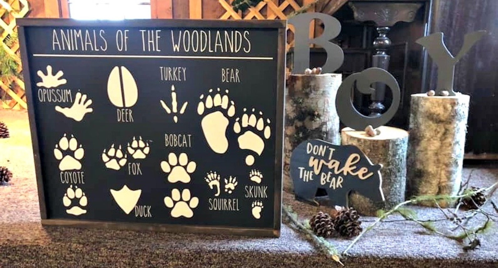 Animals of the Woodlands Sign Animal Footprints Sign | Etsy