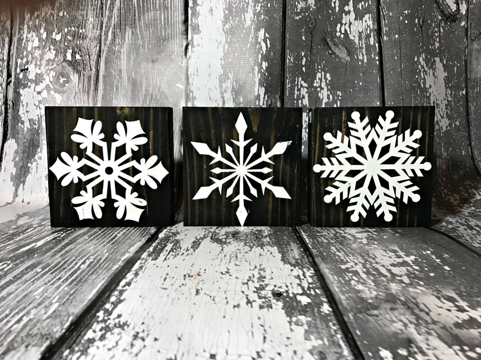 Snowflakes Set of 3 Snowflake Blocks Snowflake Blocks | Etsy