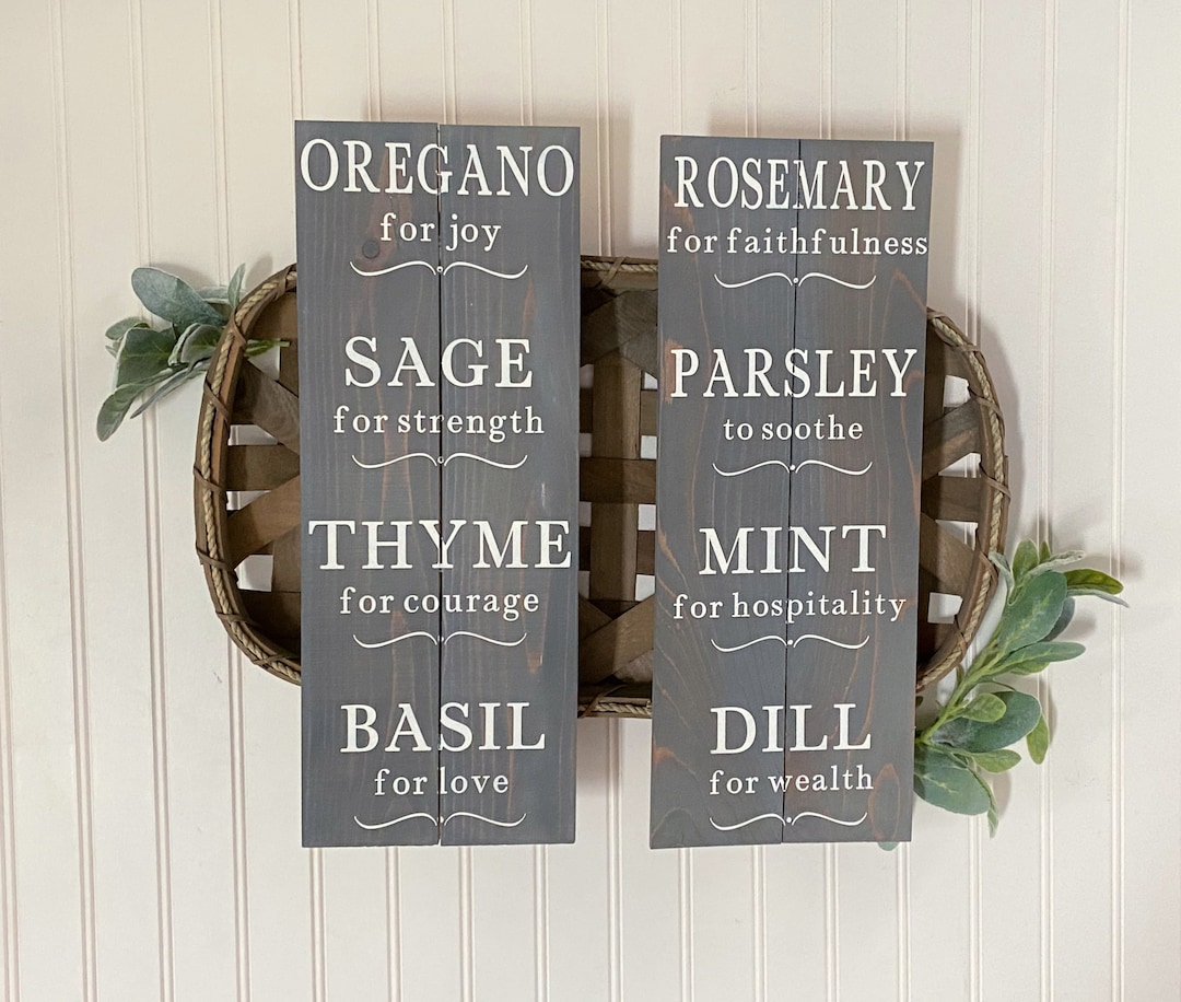 Set of 2 Herb Meaning Signs | Herboriste Sign | Garden Sign | Farmhouse ...