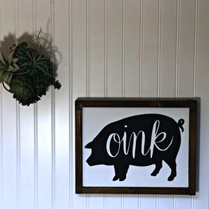 Farmhouse Pig Sign | Oink Sign | Pig Decor | Farmhouse Kitchen Decor - Etsy