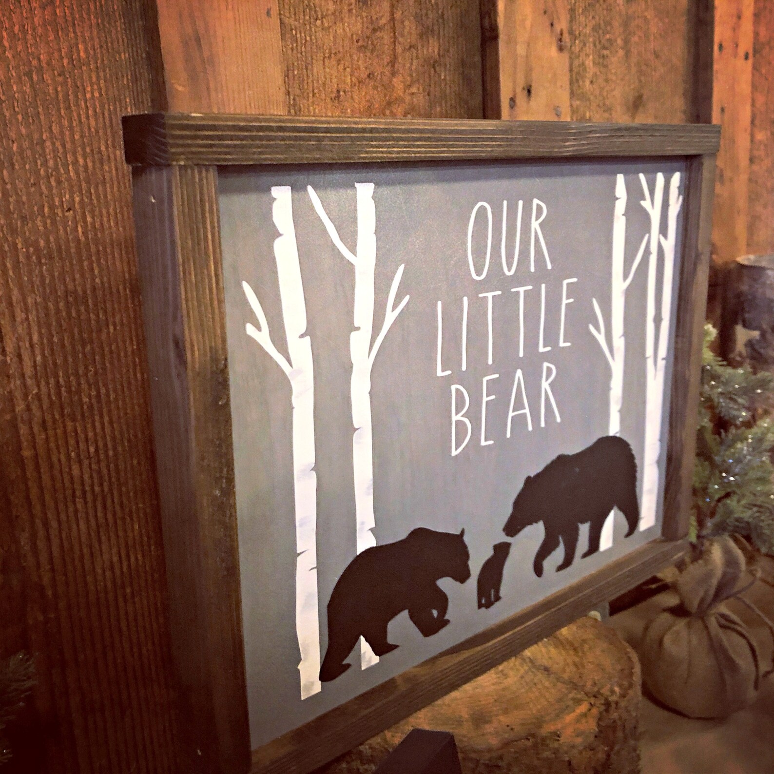 Our Little Bear Nursery Sign Baby Bear Sign Woodland Sign | Etsy