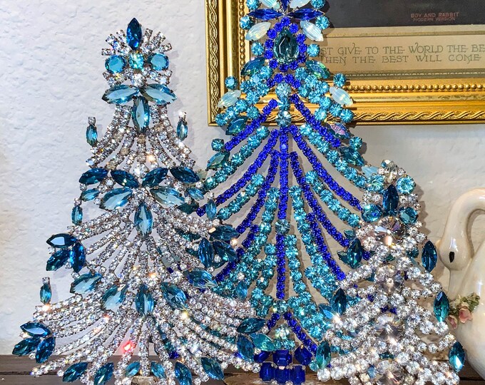 A Trio of Turquoise Blue Vintage Czech Christmas Trees, Three Fabulous ...