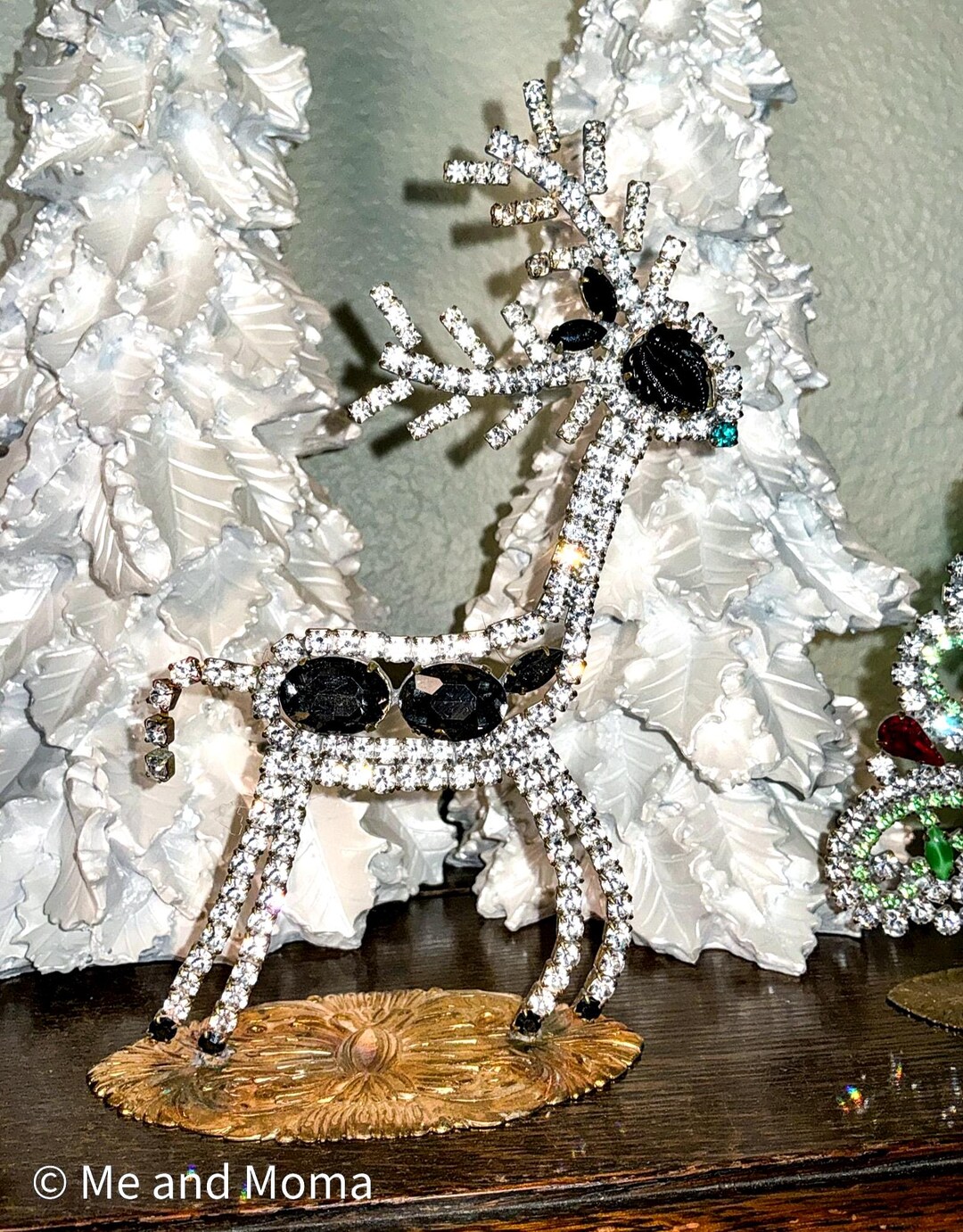 Santa's Vintage Czech Crystal Reindeer for Your Forest, Rhinestone ...