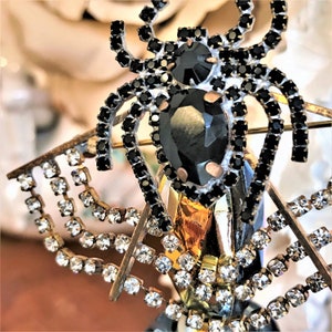 Stunning Black Rhinestone Spider Pin Crystal Spider Brooch | Etsy