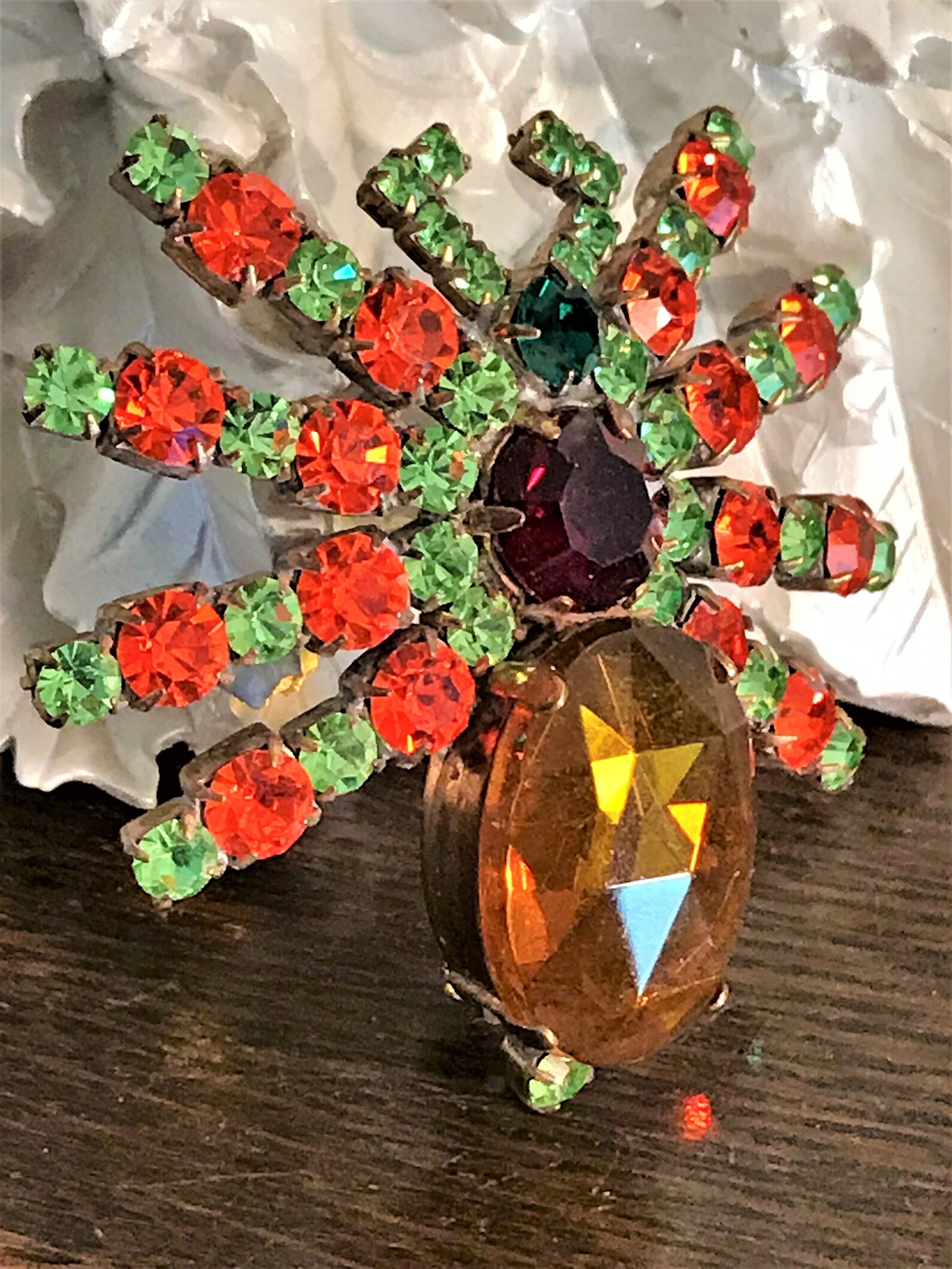 Vintage Spider Brooch Statement Spider Pin Crystal Spider - Etsy