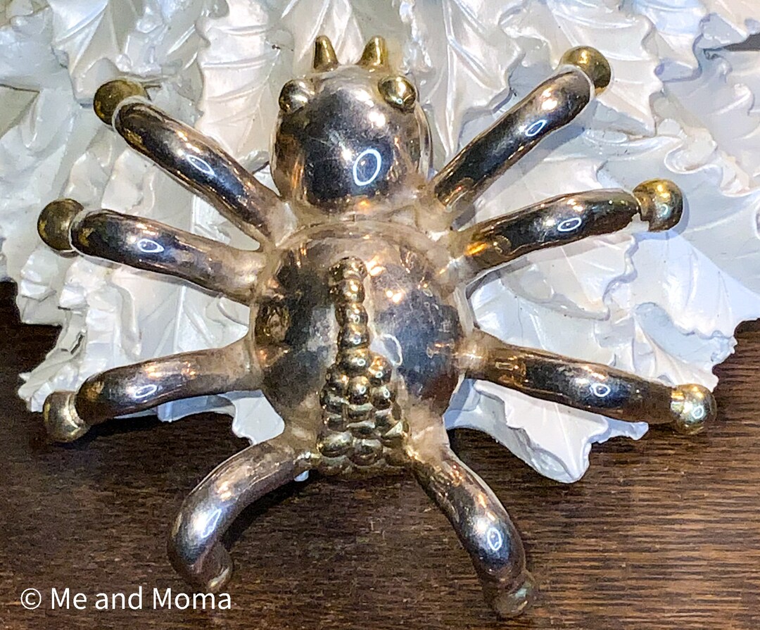 Vintage Signed Sterling Silver Spider Brooch, Silver Spider Pin, Chunky ...