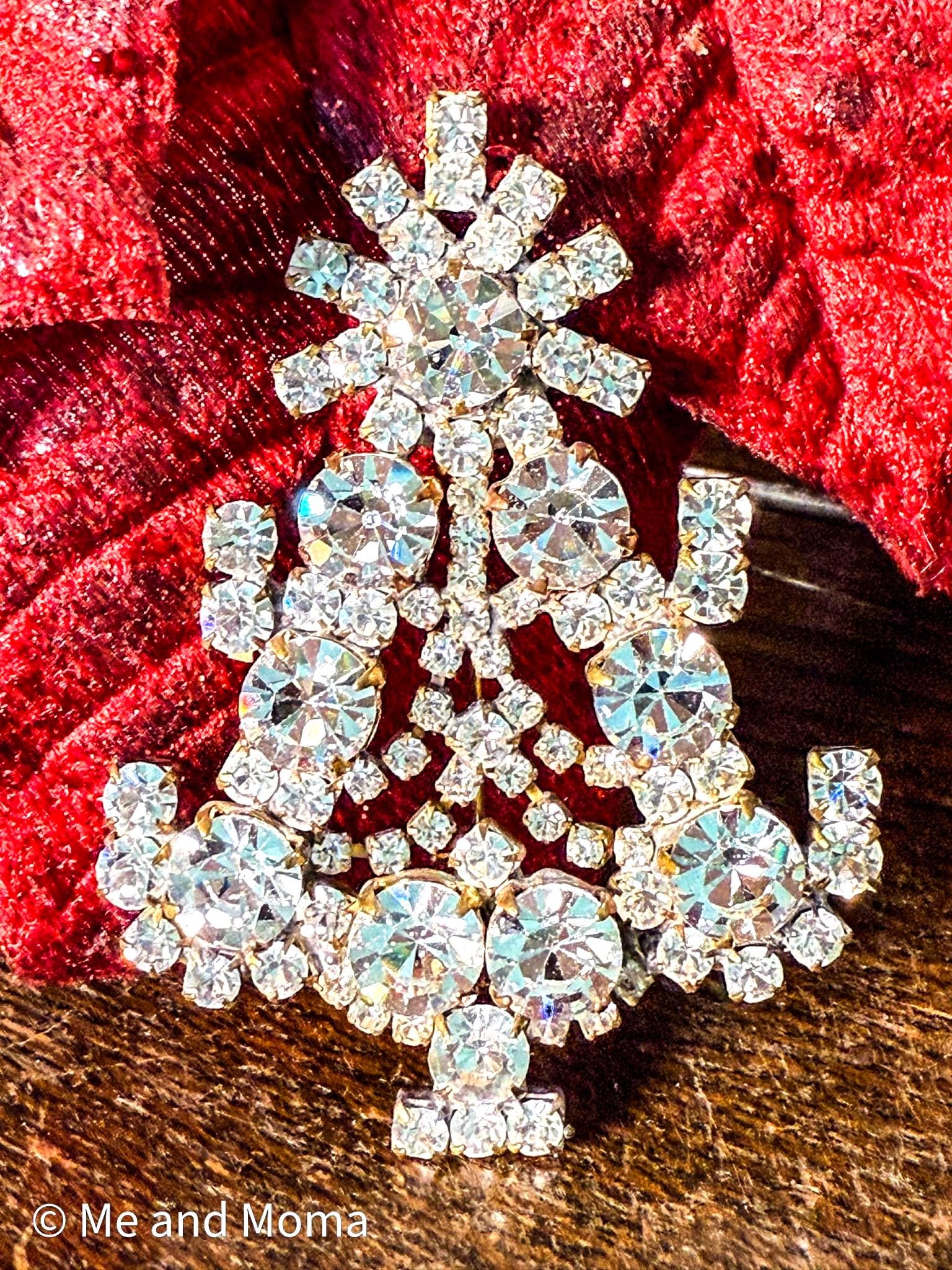 Vintage Christmas Tree Pin, Vintage Christmas Tree Brooch, Crystal ...