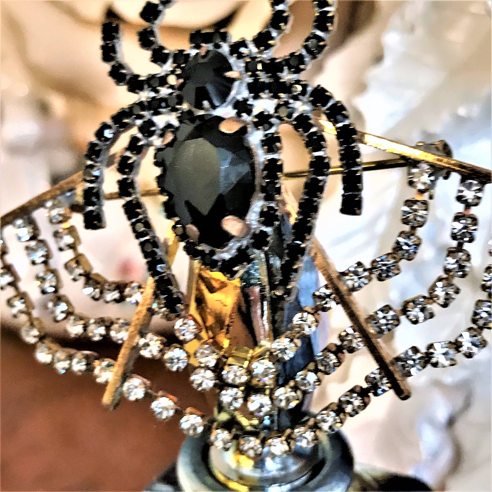 Stunning Black Rhinestone Spider Pin Crystal Spider Brooch | Etsy