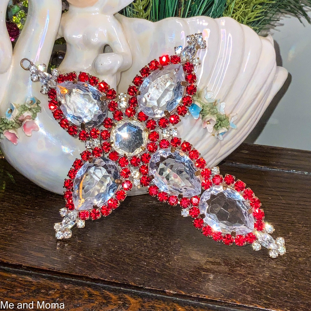 Vintage Wall Cross, Vintage Crystal Cross, Red Rhinestone Cross ...