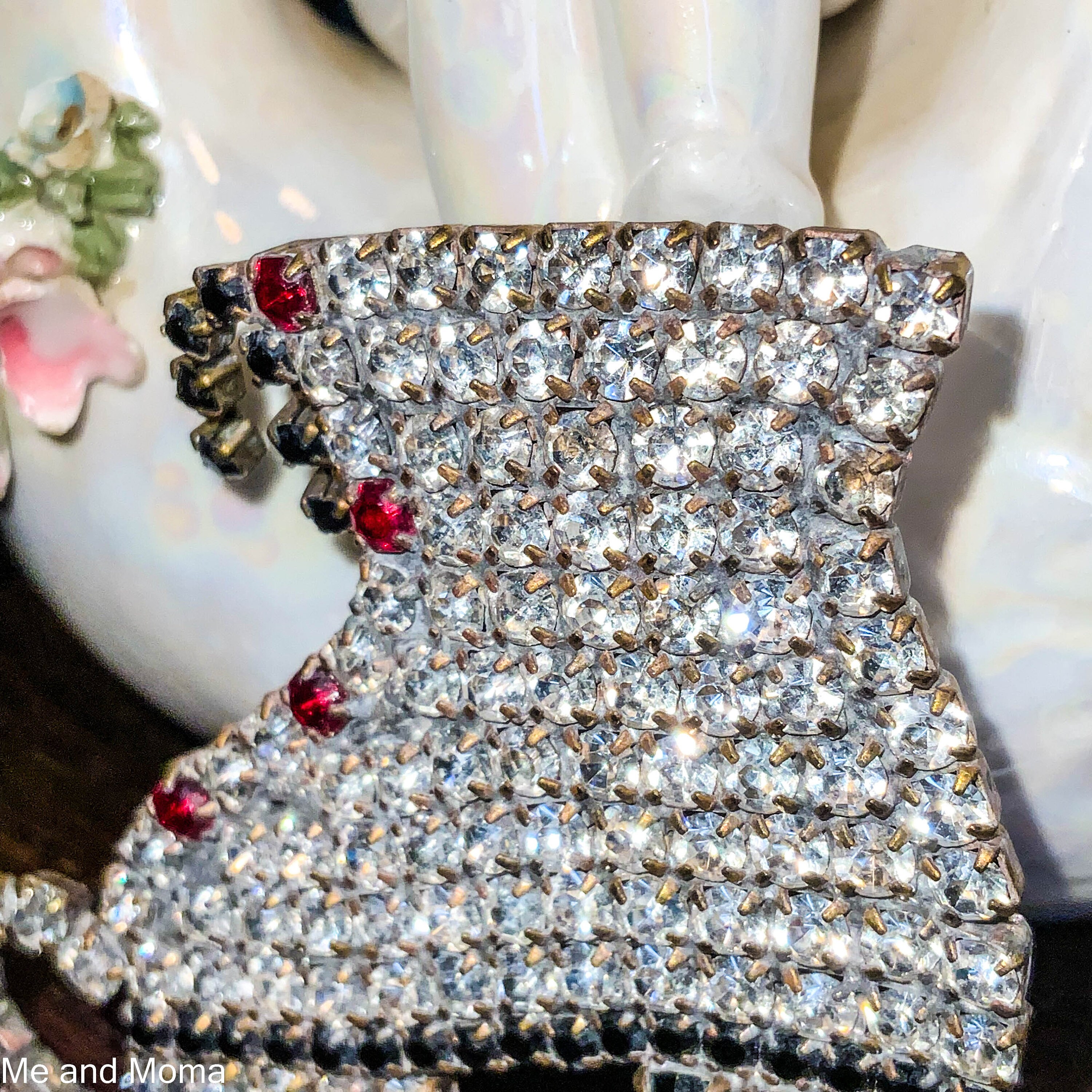 Skate Pin Vintage Skate Brooch Rhinestone Christmas Jewelry - Etsy