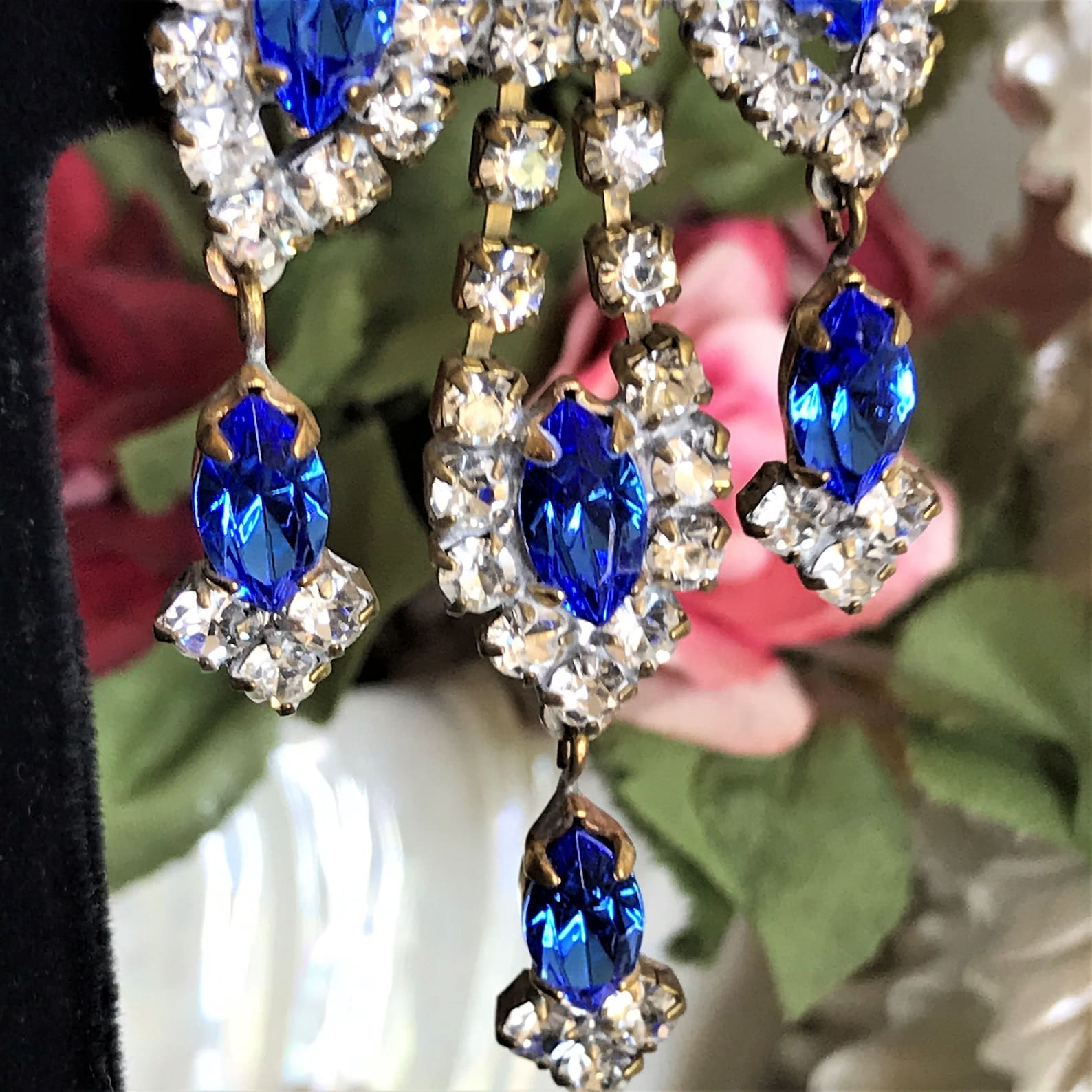 Vintage Blue Earrings Blue Statement Earrings Vintage - Etsy UK