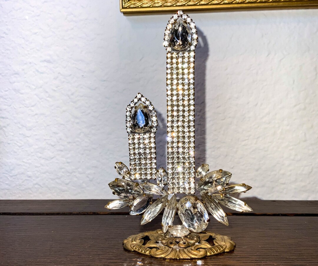 Vintage Rhinestone Candle Decoration, Crystal Vintage Candle, Crystal ...