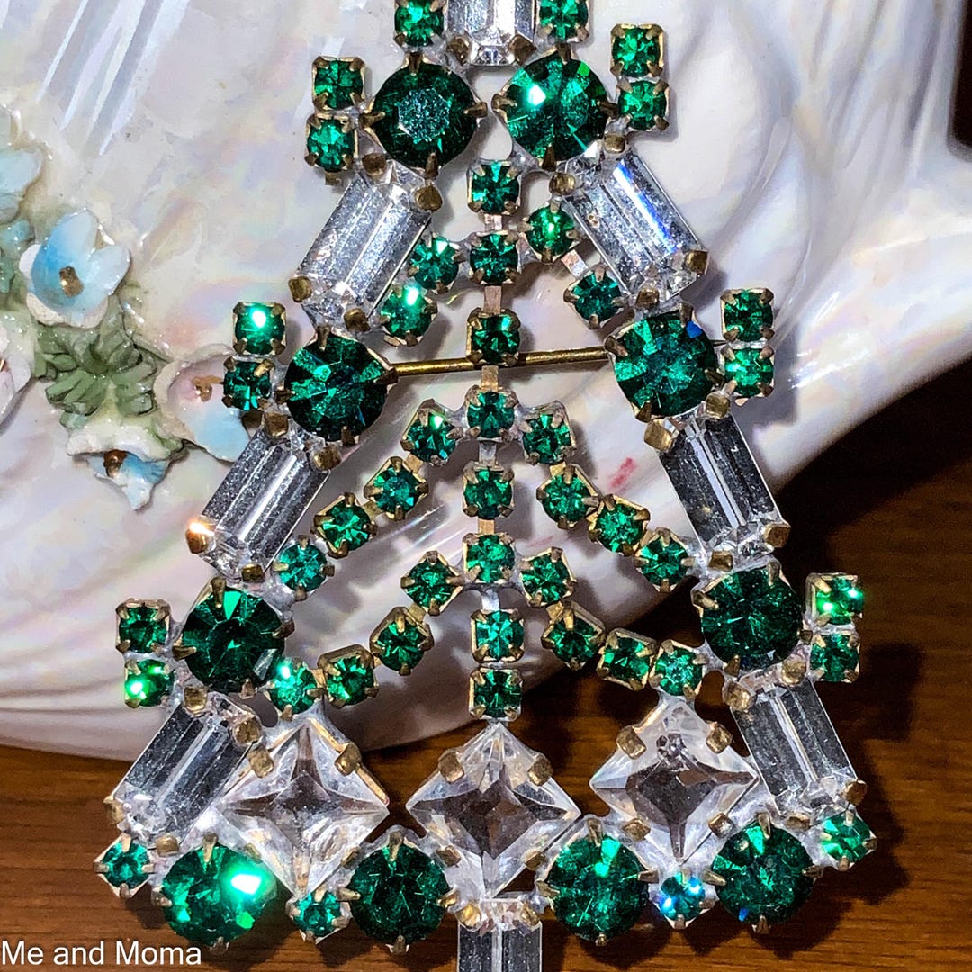 Czech Vintage Christmas Tree Pin, Art Deco Christmas Tree Brooch ...