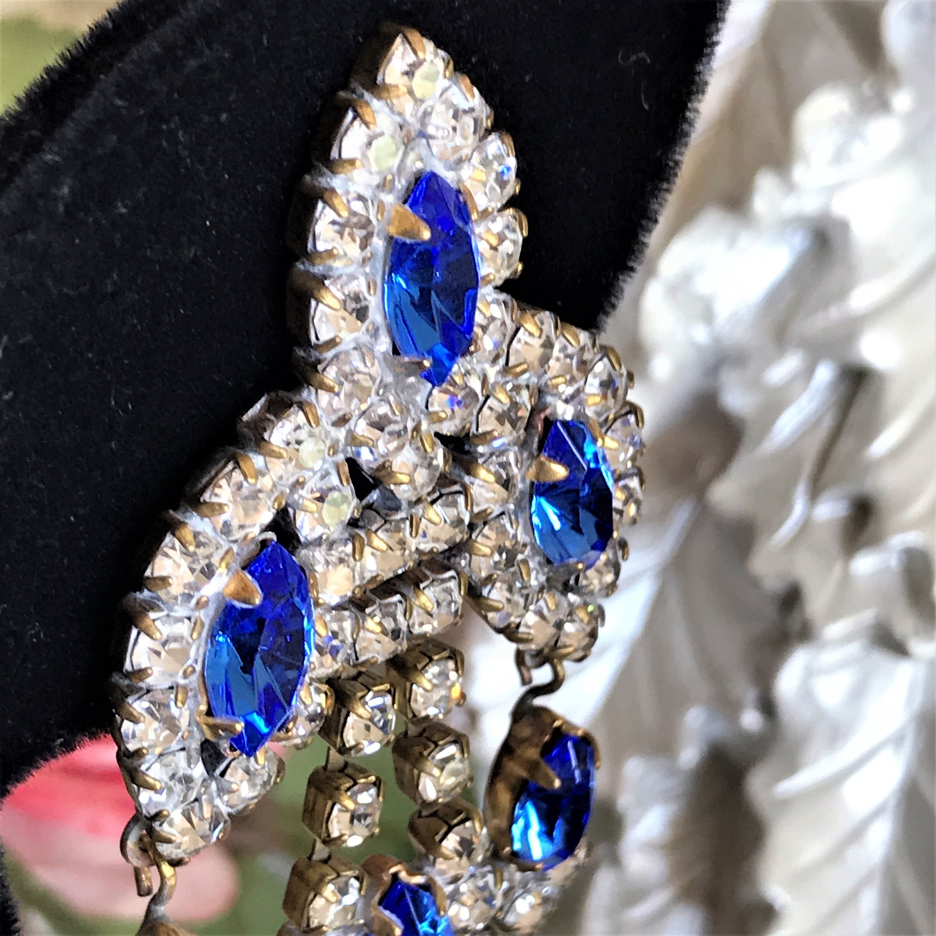 Vintage Blue Earrings Blue Statement Earrings Vintage - Etsy UK