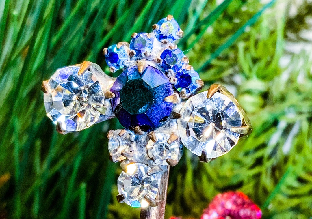 Blue Vintage Hair Pin, Vintage Bobby Pin, Crystal Hair Accessory ...