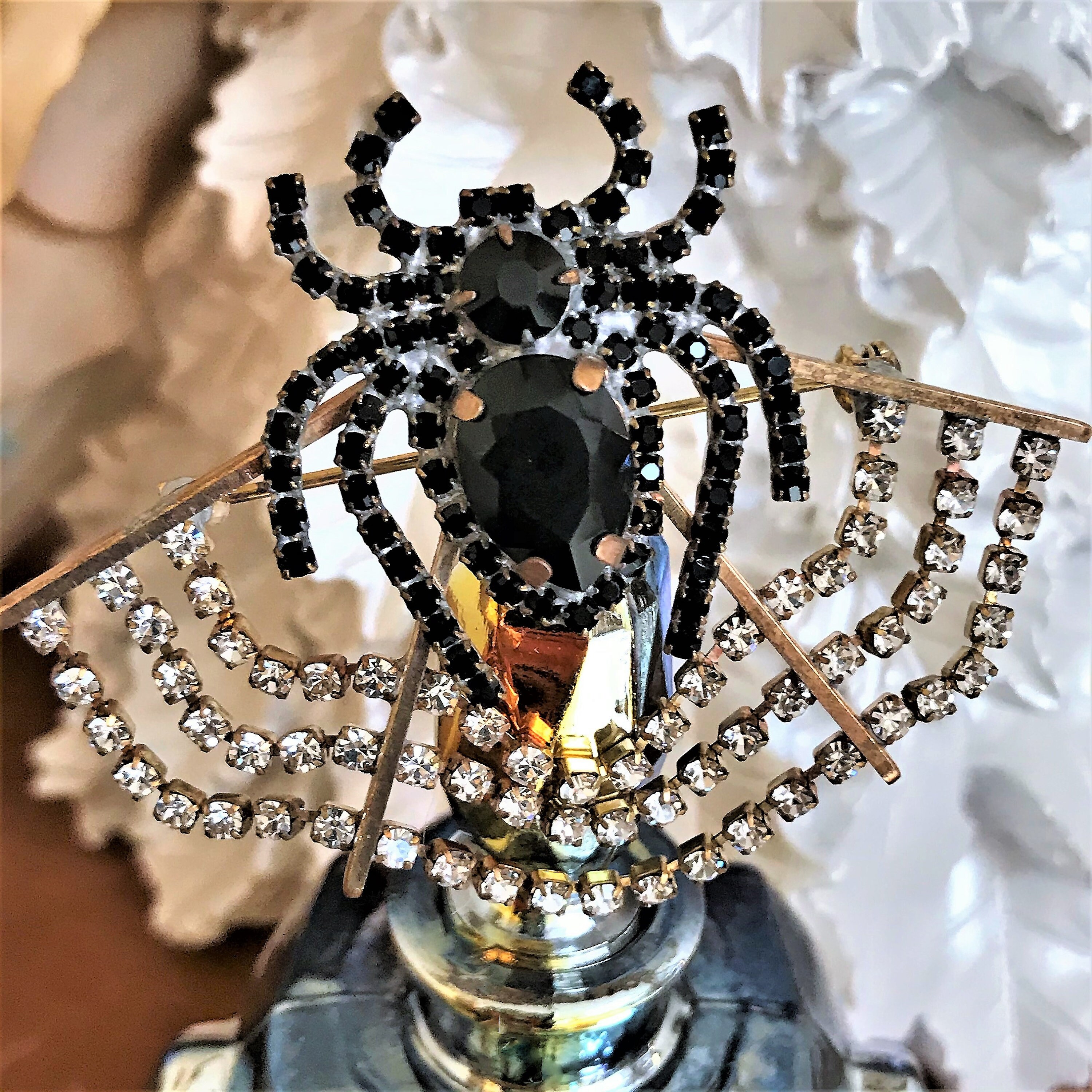 Stunning Black Rhinestone Spider Pin Crystal Spider Brooch | Etsy