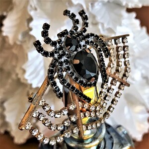 Stunning Black Rhinestone Spider Pin Crystal Spider Brooch | Etsy