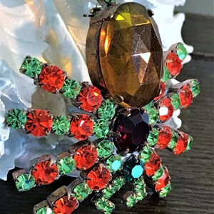 Vintage Spider Brooch, Statement Spider Pin, Crystal Spider Brooch ...