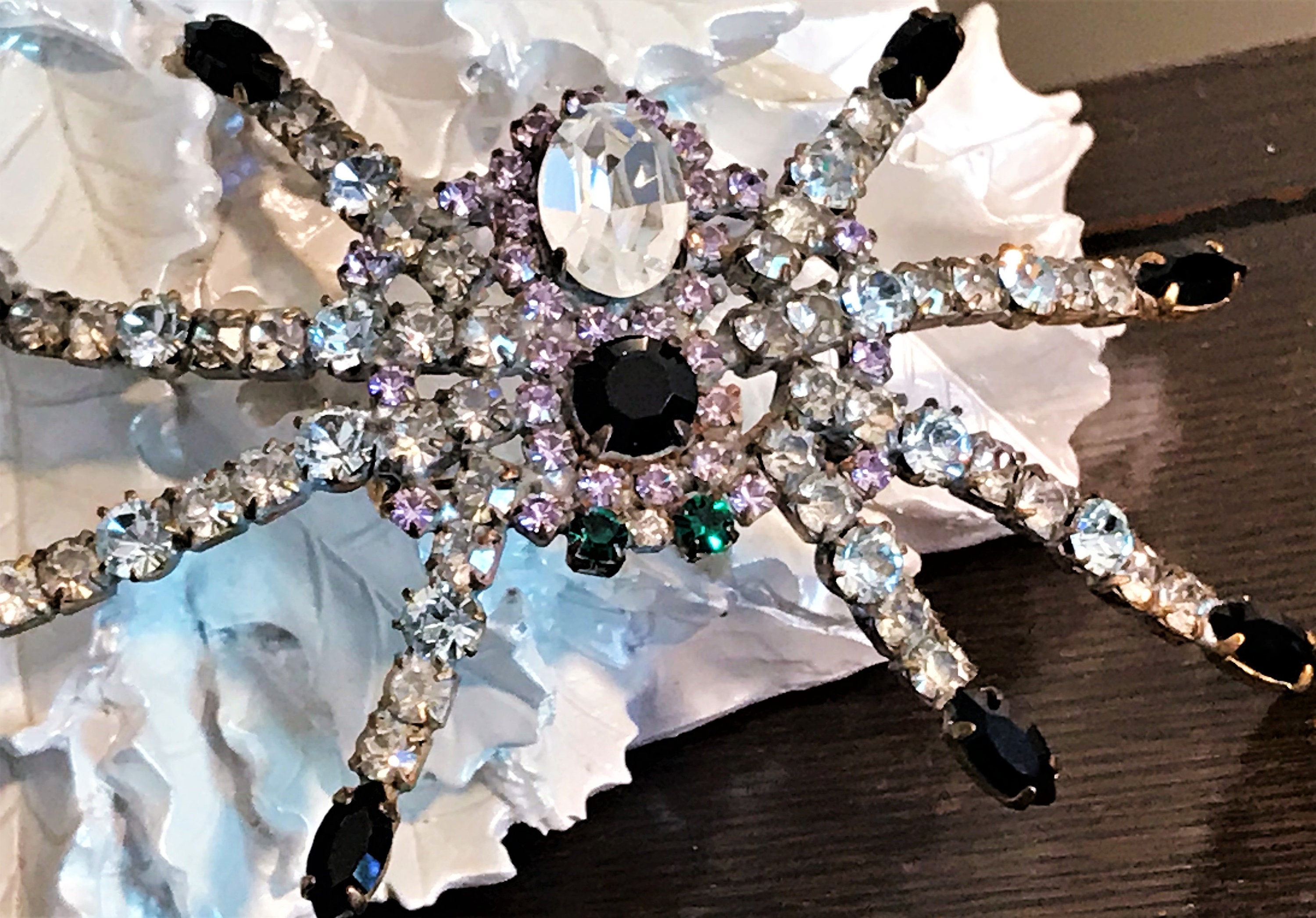 Vintage Spider Brooch, Statement Spider Pin, Crystal Spider Brooch ...