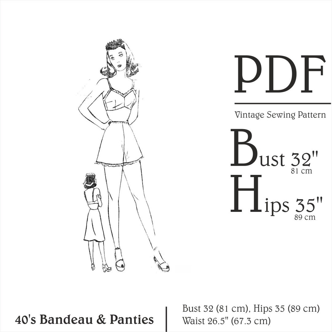 40s Brassiere & Knickers Sewing Pattern Bust 32 Vintage Tap Pants ...