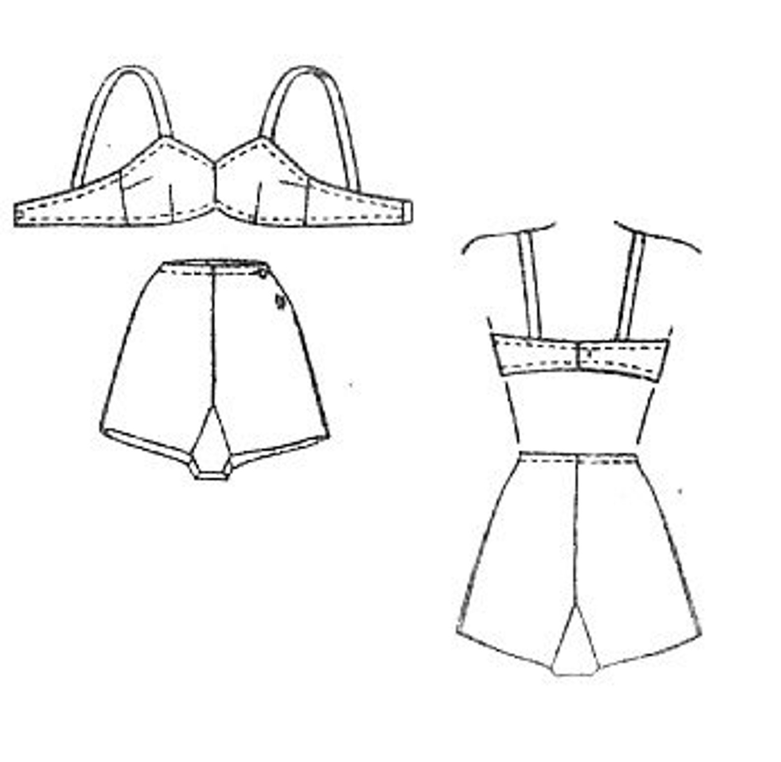 40s Brassiere & Knickers Sewing Pattern Bust 32 Vintage Tap Pants ...