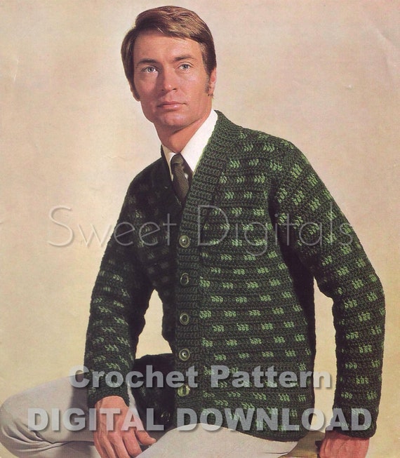 Mens Crochet Cardigan/ Jacket/ Jumper. Chest - Etsy