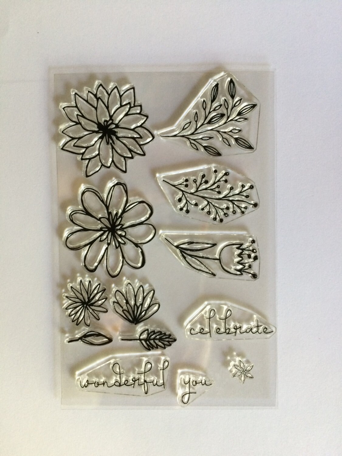 Flower Stamp Set, Doodle Blossoms Stamp Set, Floral Stamp Set, Blossoms ...