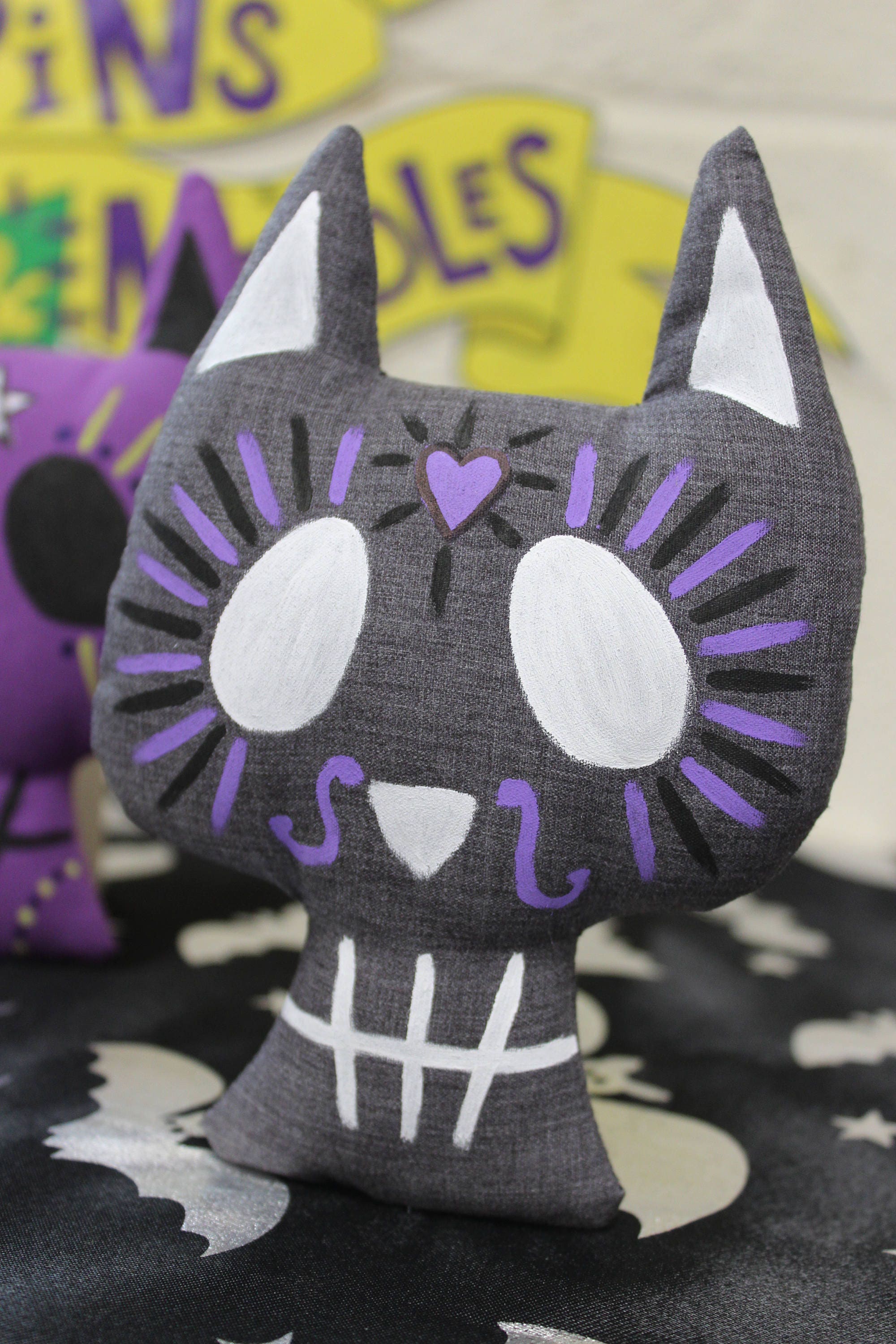 Sugar Skull Cat Plushie, Day of the Dead, Horror Gift, Gothic Homeware ...