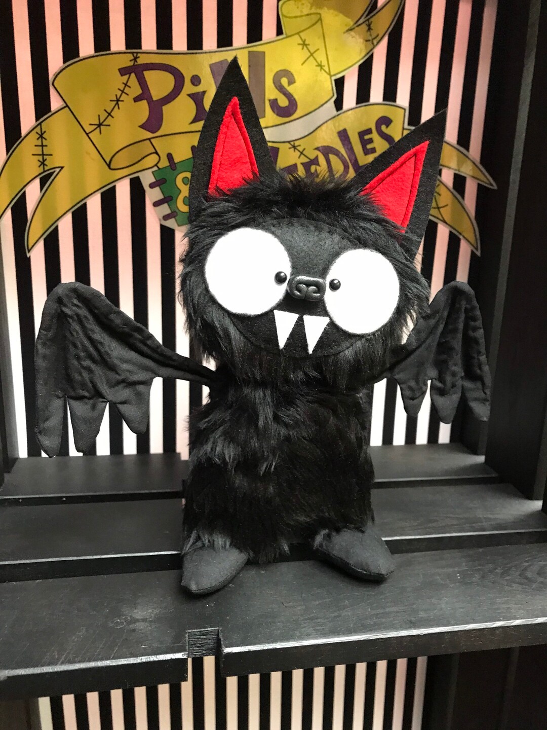 Spike the Vampire Bat Art Doll, Vampire Homeware, Creepy Cute Bat ...
