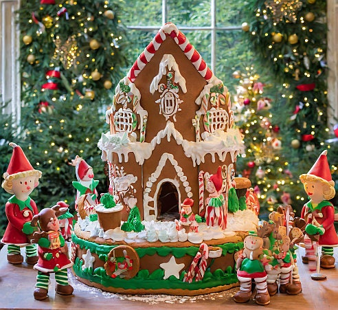 Gingerbread House & Elves Print: Whimsical Christmas Decor (digital ...