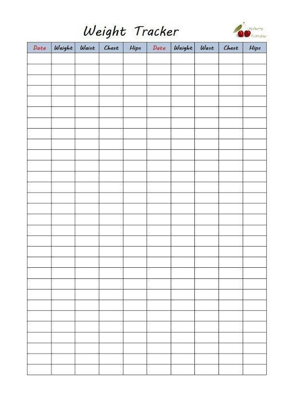Weekly Weight Chart Weekly Weight Loss Goal Chart In Illustrator, PDF