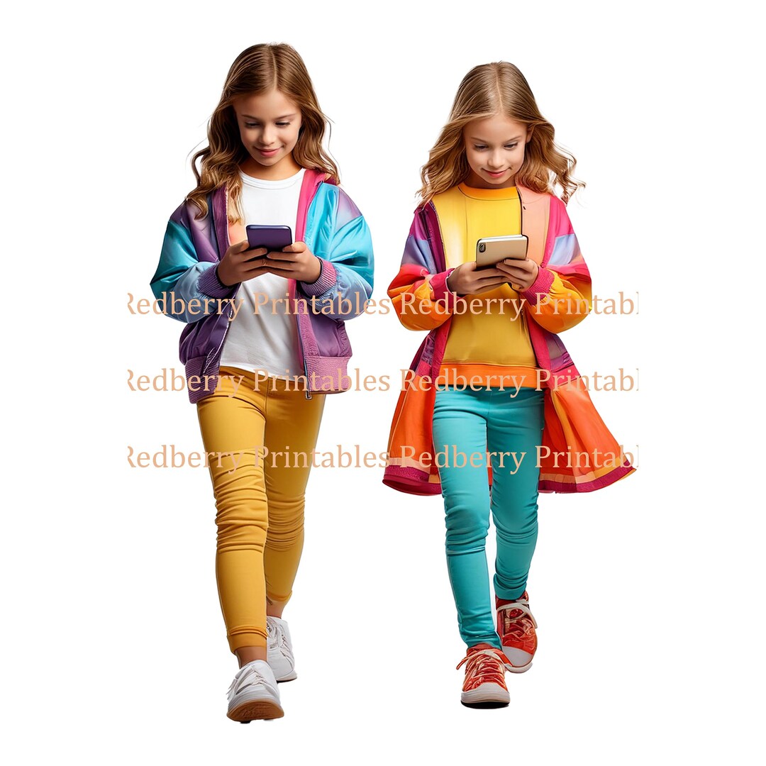 Girl Clipart: Colorful Clothing, Transparent Backgrounds (PNG Digital ...