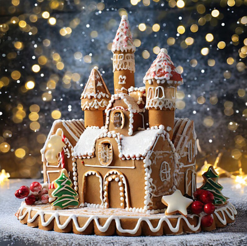 Gingerbread House & Elves Print: Whimsical Christmas Decor (digital ...